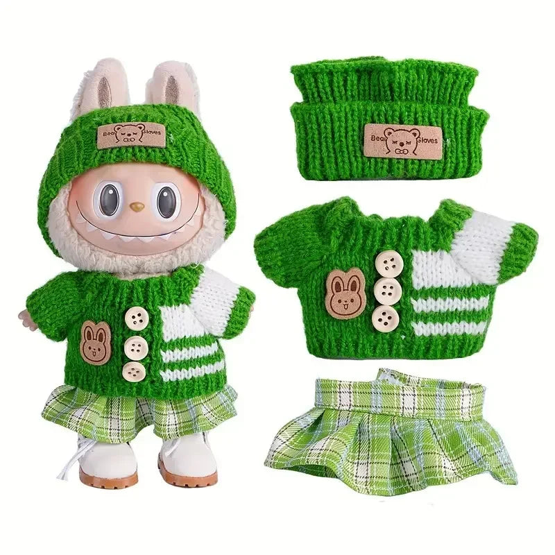 Green Winter Outfit - Labubu Dolls Clothing - BYTOODAY